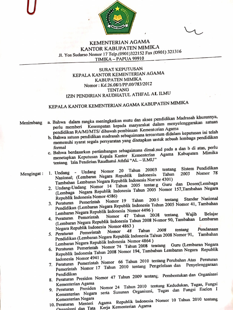 surat izin operasional | PDF