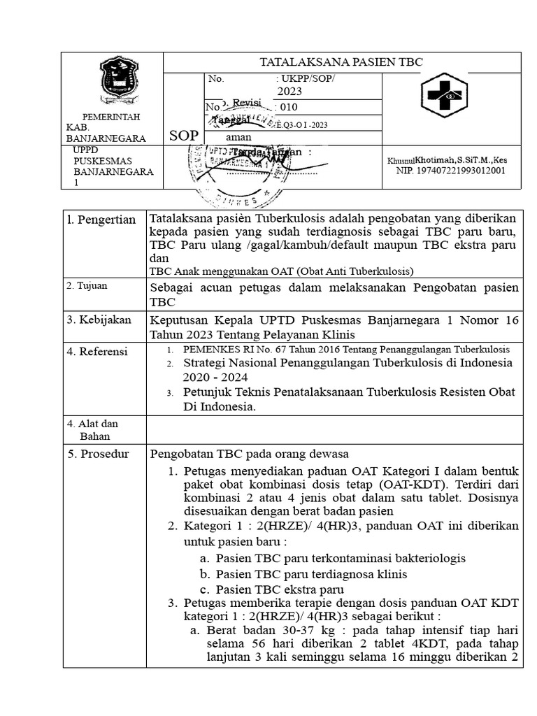 Sop Tata Laksana TB Paru | PDF | Sains & Matematika
