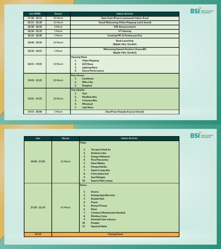 Rundown Indoor Activity Employee Gathering Milad 3 | PDF