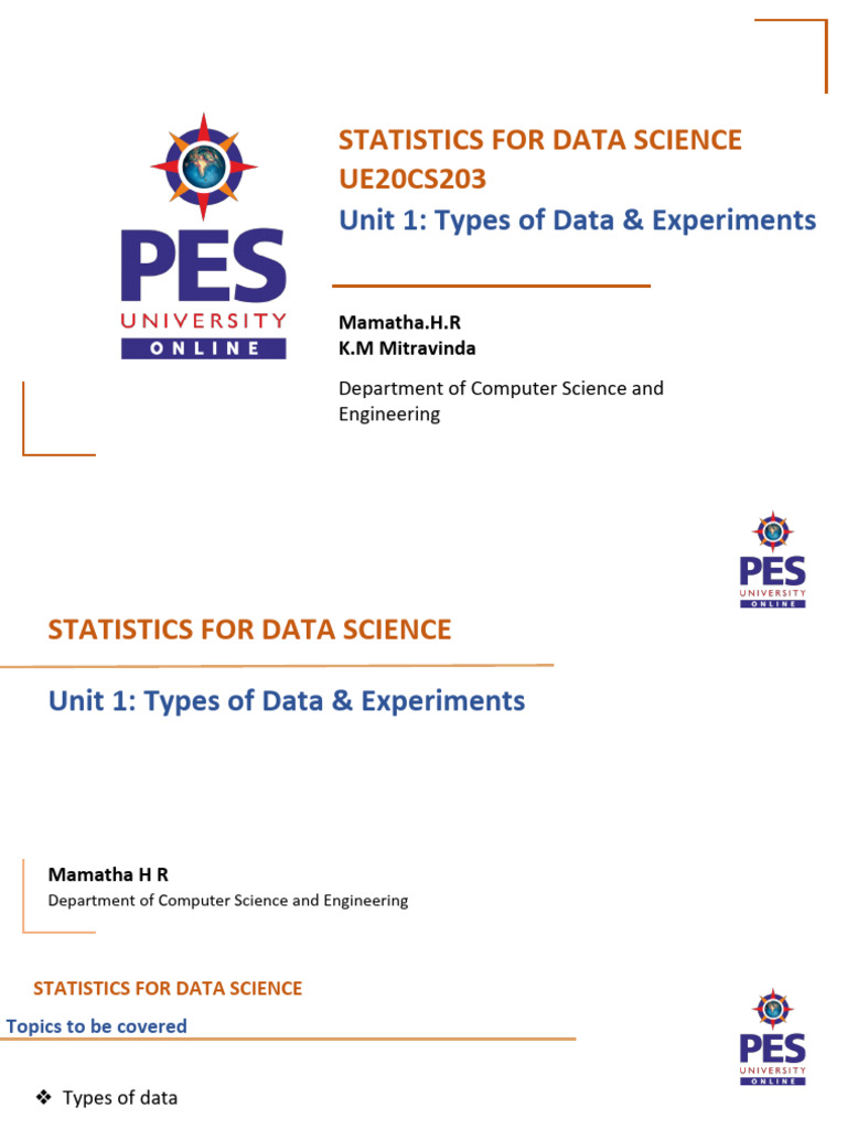 Ue20cs203 Unit1 Class5 Types Of Data Experiments Download Free Pdf Level Of Measurement