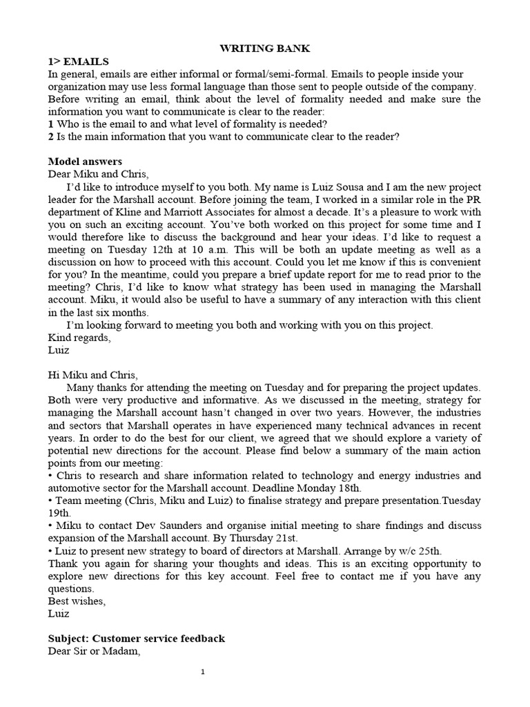 Writing Bank For Business English | PDF | Warehouse | Computer Security