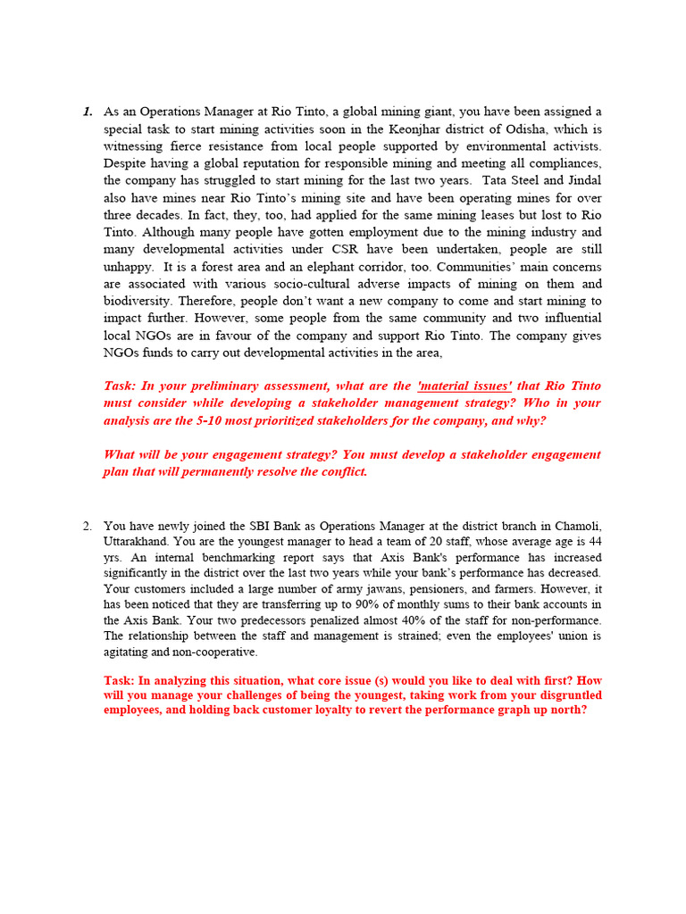 Situations For Group Exercise Pdf Corporate Social Responsibility