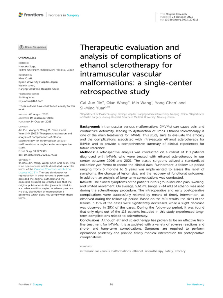 Therapeutic Evaluation and Analysis of Complications of Ethanol ...