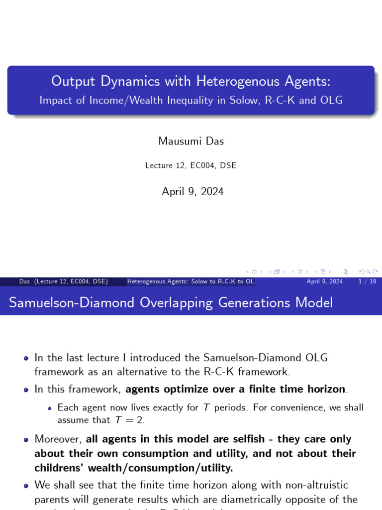 EC004-OLG Model PPT - Part 1 | PDF | Labour Economics | Capital (Economics)