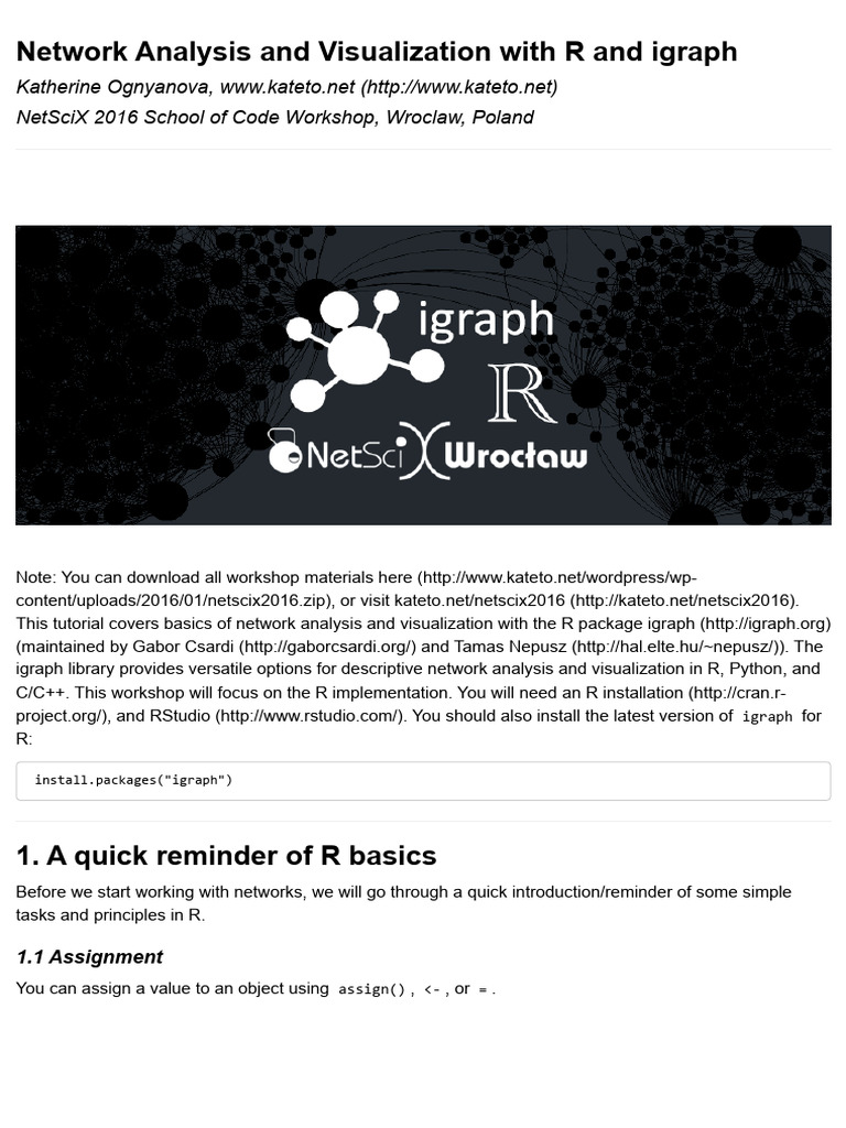 Network Analysis and Visualization With R and Igraph | PDF | Mathematical Relations | Graph Theory