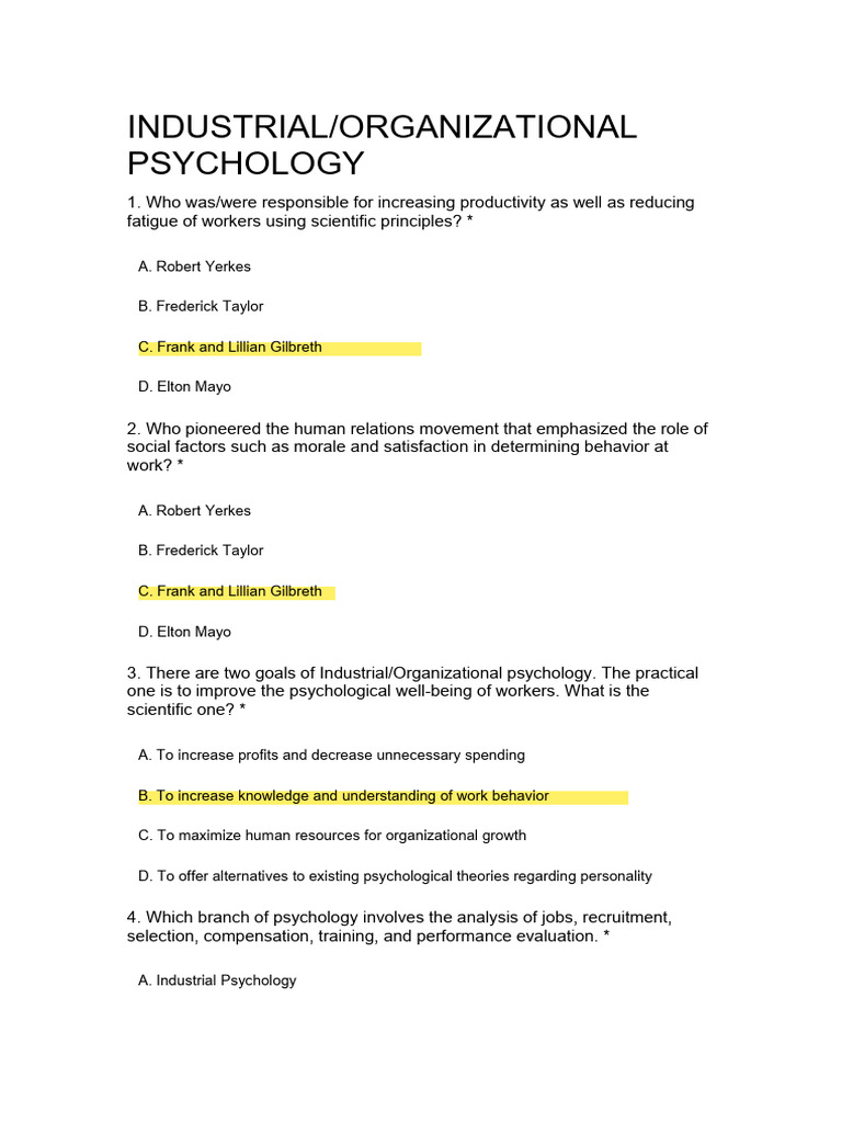 IO Practice Test 3 | PDF | Industrial And Organizational Psychology ...