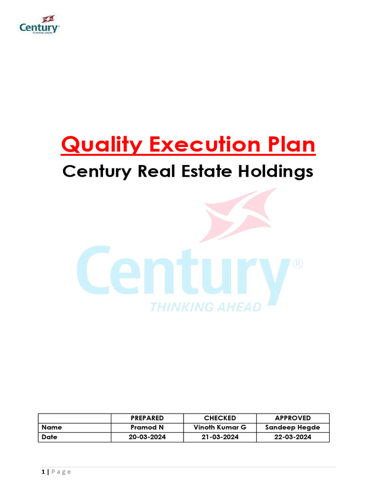 Quality Execution Plan CREH Approved | PDF | Concrete | Quality Assurance