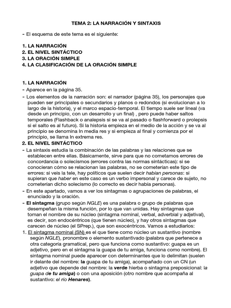 Tema 2 | PDF | Predicado (Gramática) | Asunto (gramática)