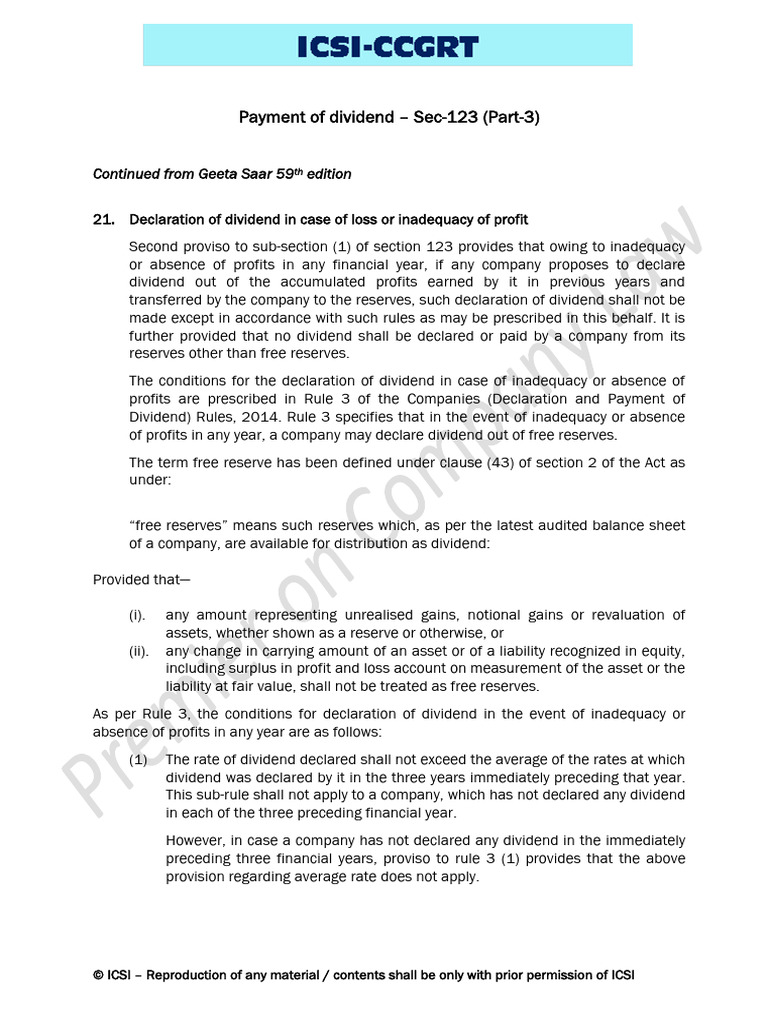 Geeta Saar 60 Payment of Dividend Part 3 | PDF | Dividend | Preferred Stock