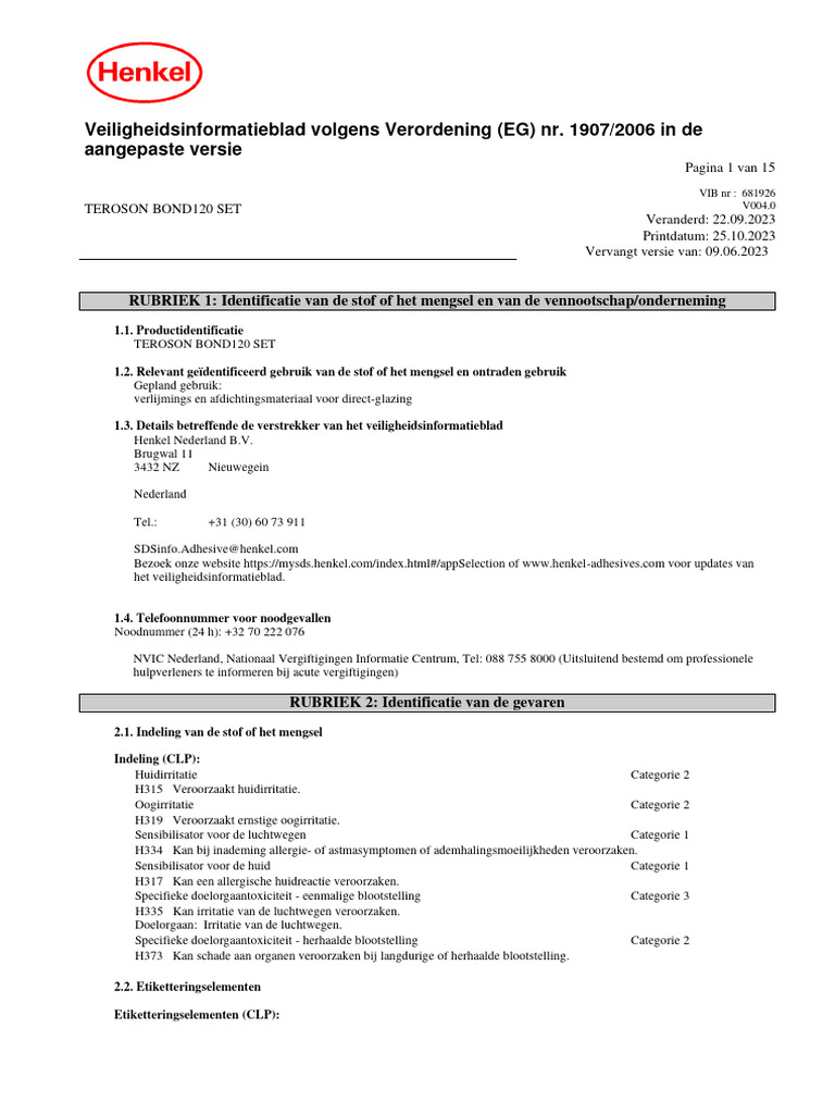 TEROSON BOND120 SET-NL NL NL-273987 | PDF