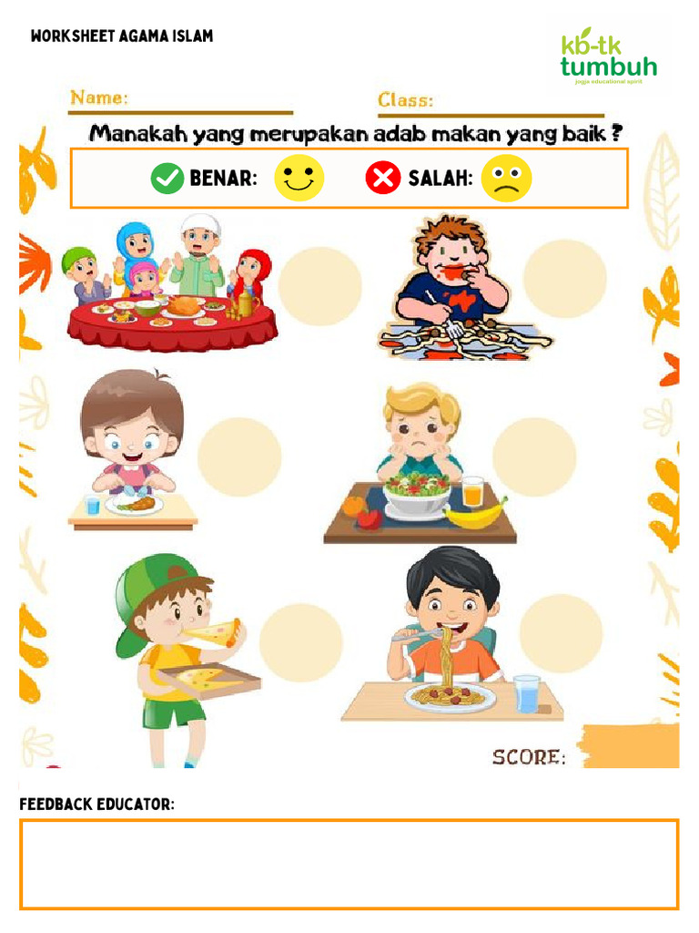 Worksheet Adab Makan | PDF