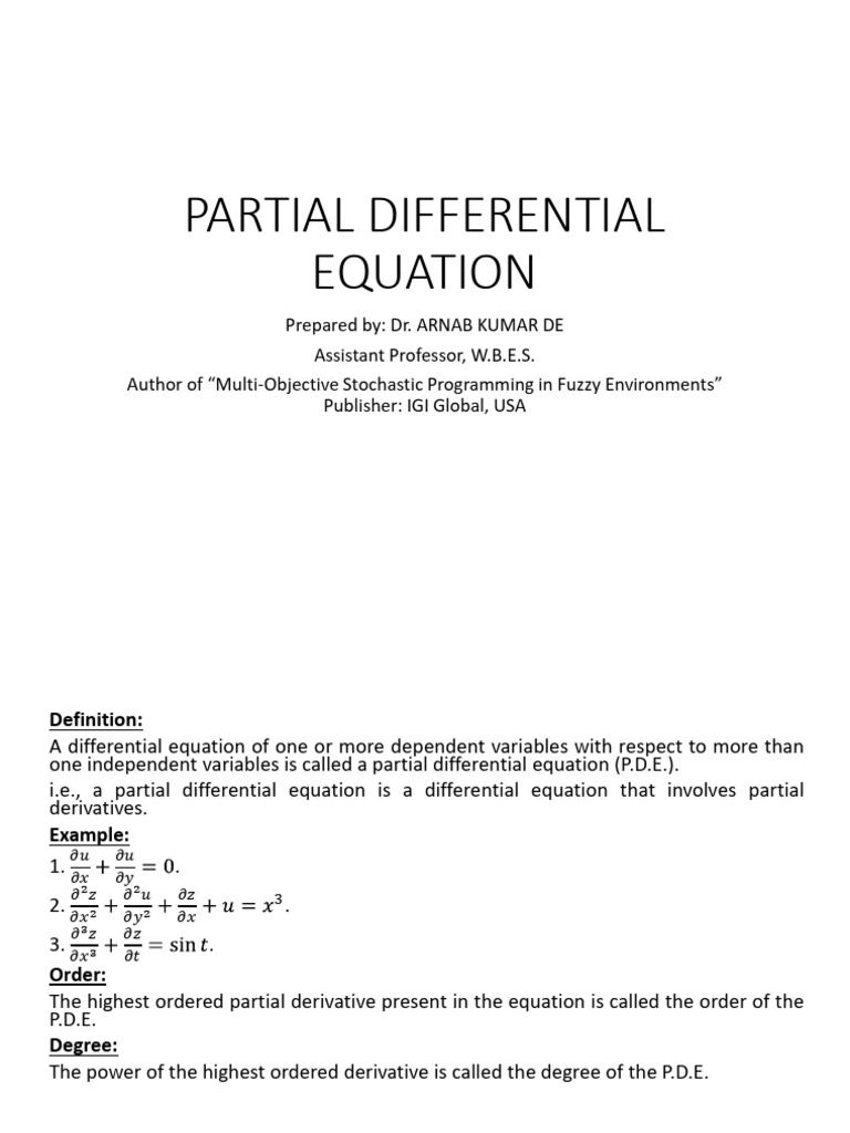 Partial Differential Equation | PDF | Partial Differential Equation | Derivative