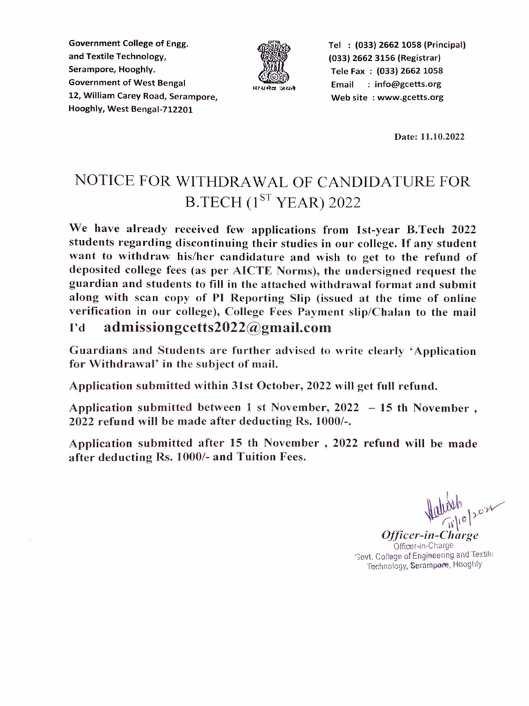 Withdrawal Notice | PDF