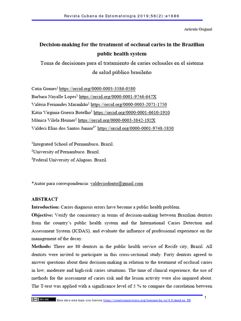 ICDAS decision making | PDF | Dentistry | Medical Diagnosis