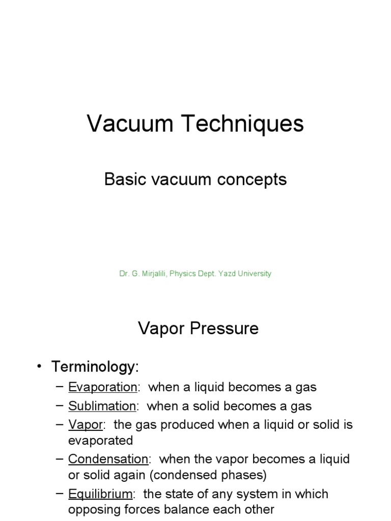3 Vacuum Basic Concepts | PDF | Evaporation | Pressure Measurement