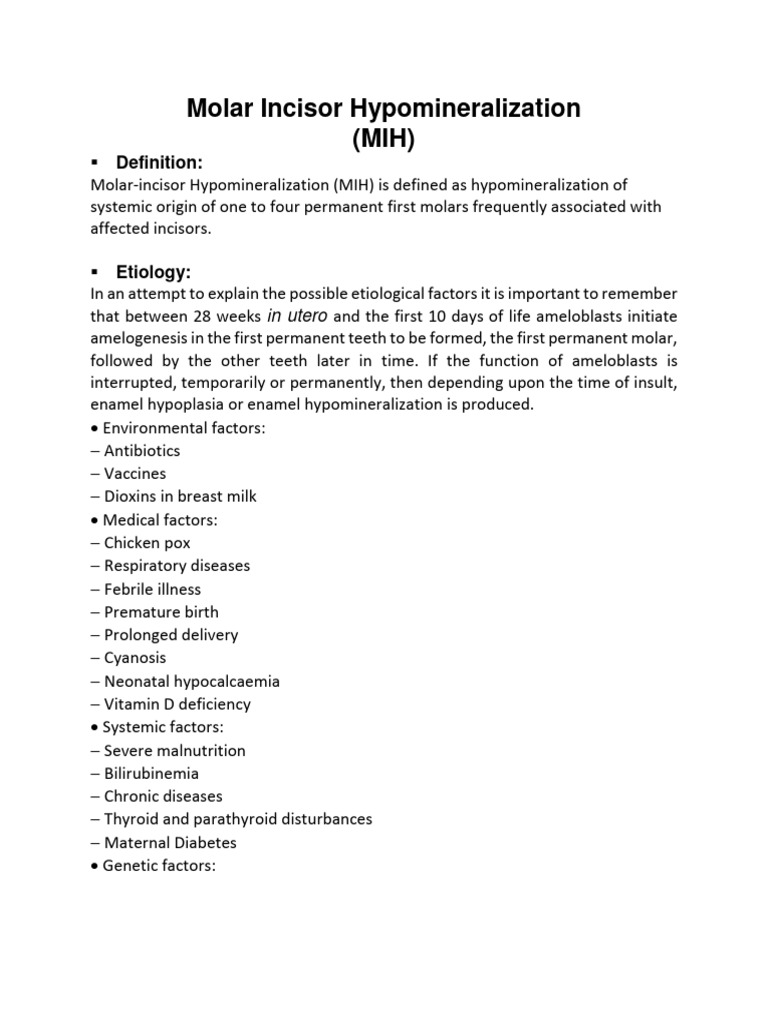 Molar Incisor Hypomineralization (Part1) | PDF | Human Tooth | Tooth Enamel