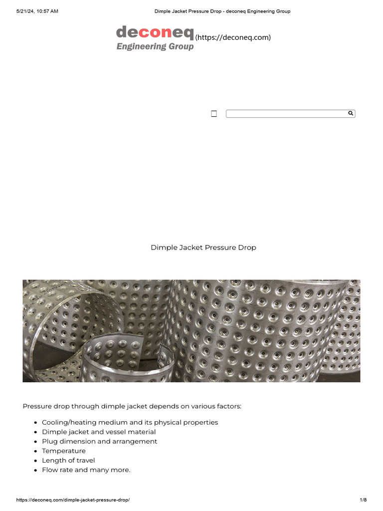 Dimple Jacket Pressure Drop - Deconeq Engineering Group | PDF | Flow ...