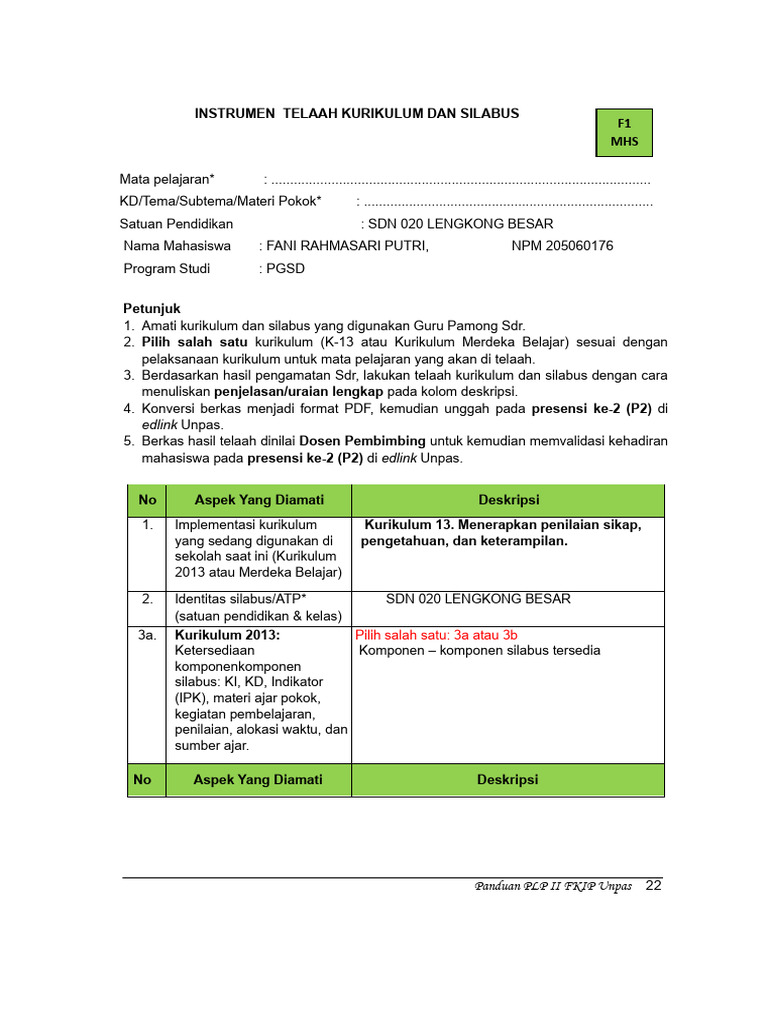 Fani Rahmasari Putri - F1 | PDF