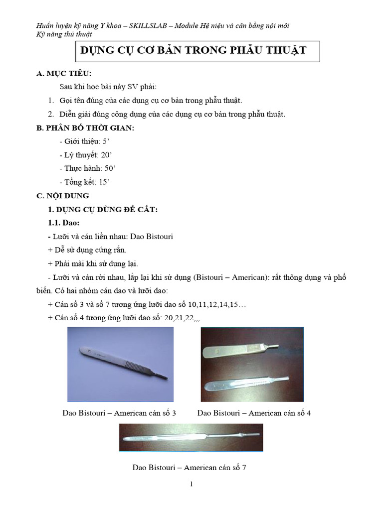 (123doc - VN) Nhan Biet Dung Cu Co Ban Trong Phau Thuat Do C | PDF