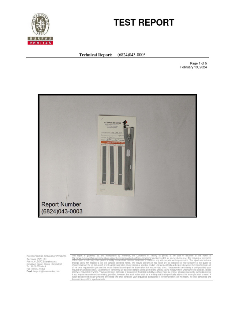 Test Report | PDF | Textiles