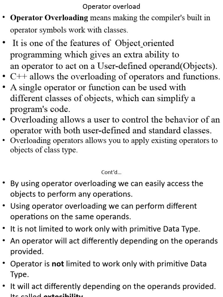 Cahpter 5 Operator Overloading | PDF | Parameter (Computer Programming) | Pointer (Computer ...