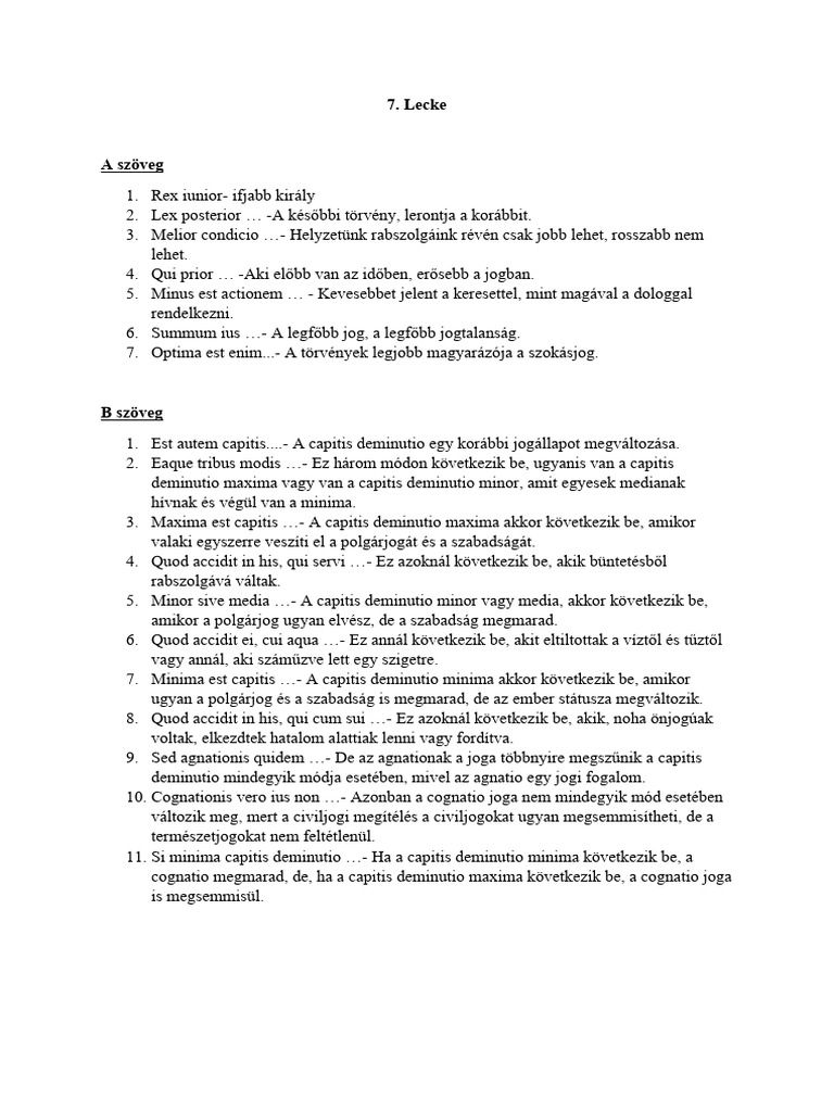 Latin 7 Lecke A B Szoveg | PDF