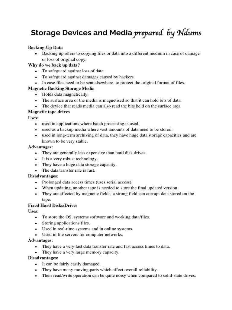 Types of Storage Devices Explained | PDF | Computer Data Storage | Solid State Drive