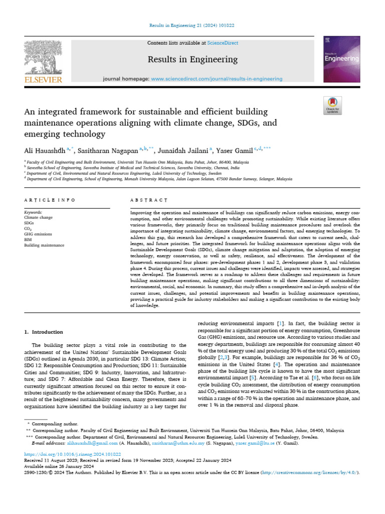 An integrated framework for sustainable and efficient building ... An integrated framework for sustainable and efficient building ...