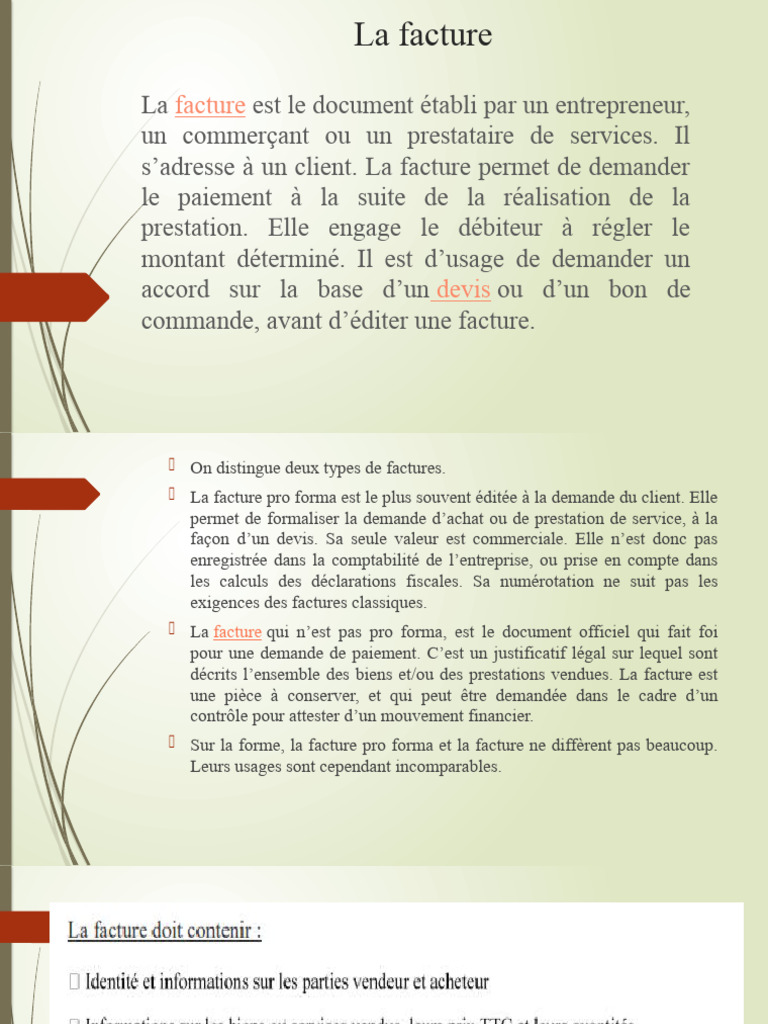 Types et éléments de la facture | PDF | Facture | Chèque