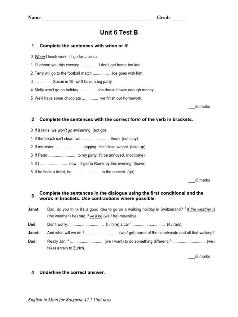 A2 Unit 6 Test B Overview Pdf Language Arts Discipline
