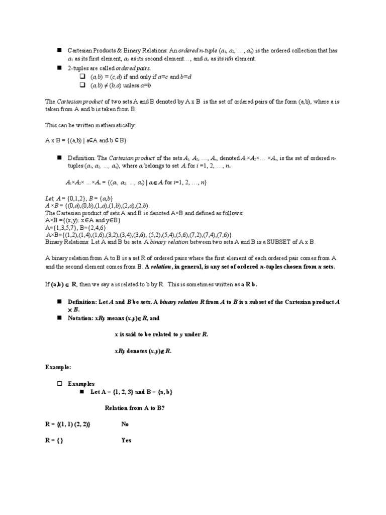 Cartesian Products | PDF