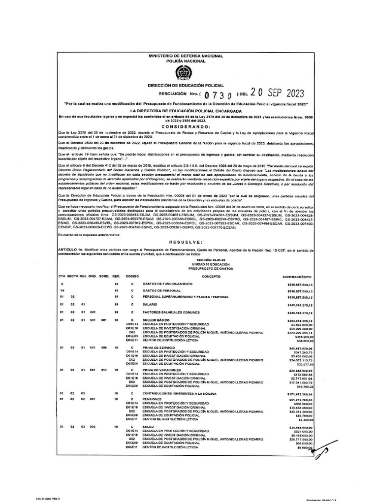Resolucion Traslado 0730 Del 200923 | PDF