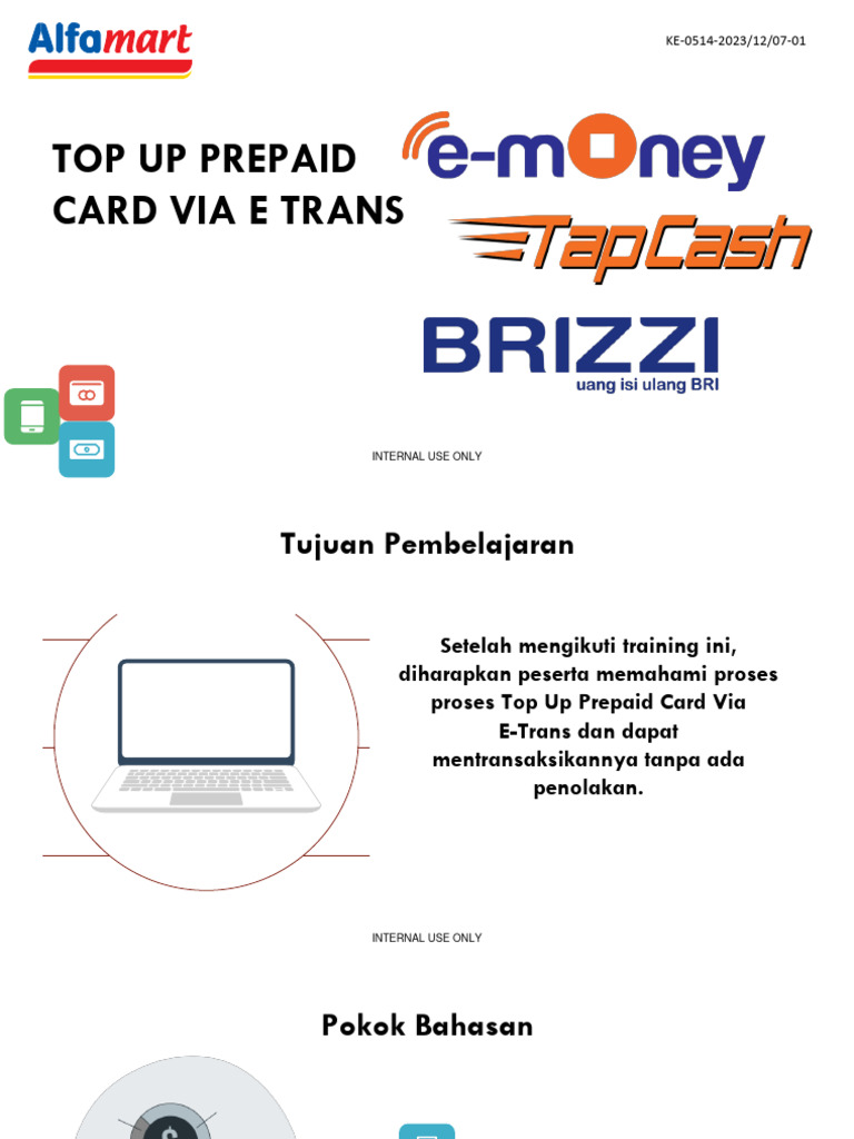 Guidance Top Up Prepaid Card BNI Tapcash, BRIZZi, Emoney-1 | PDF
