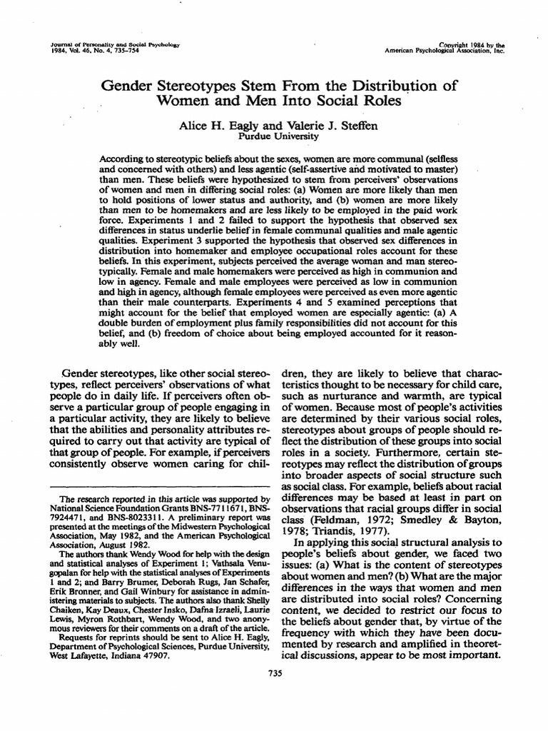 Eagly 1984 | PDF | Experiment | Gender Role