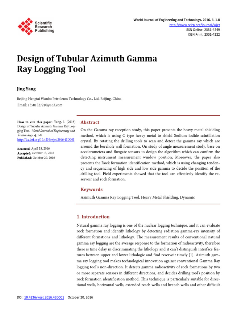 Design of Tubular Azimuth Gamma Ray Logging Tool | Download Free PDF ...