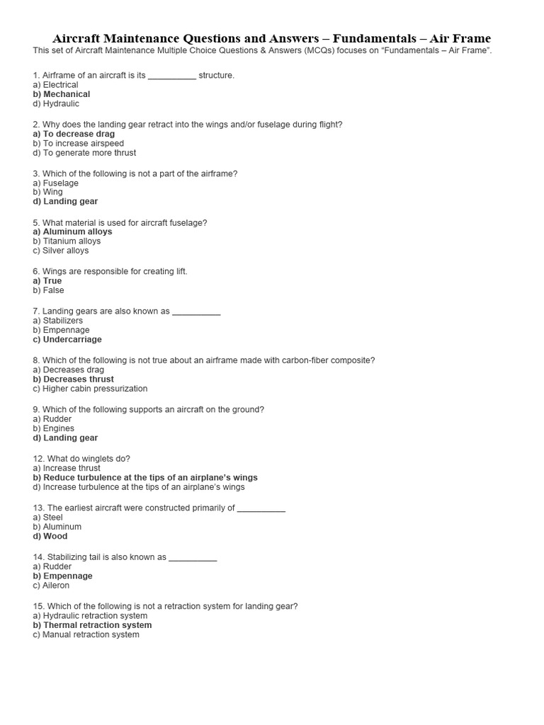 Aircraft Maintenance Questions and Answers | PDF | Flight Control ...