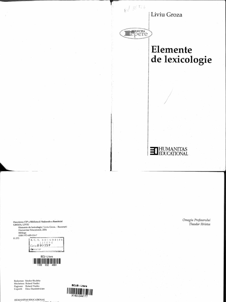 Elemente de Lexicologie (20) | PDF