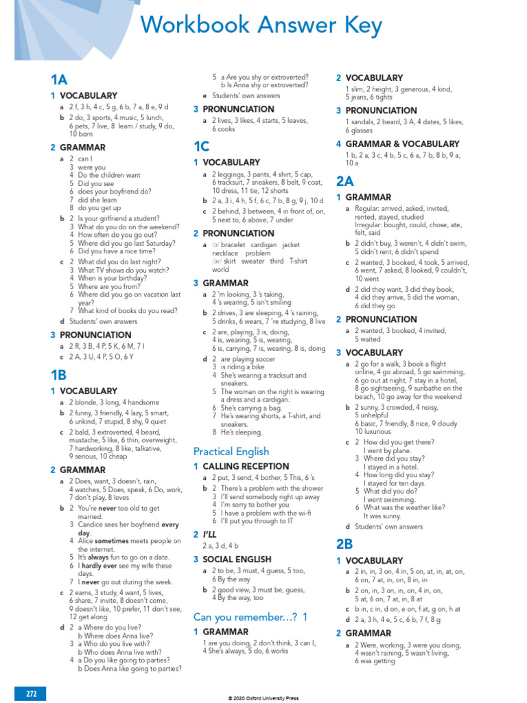 American English File 2 Answer Key | PDF | Waiting Staff
