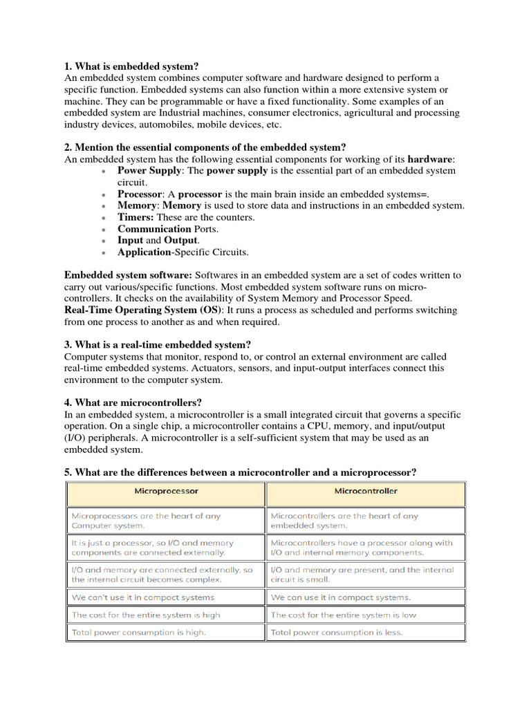 Embedded Processor Oral Questions 2024 | PDF | Embedded System ... Embedded Processor Oral Questions 2024 | PDF | Embedded System ...