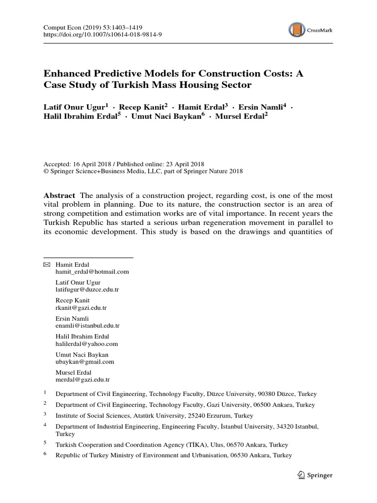 Enhanced Predictive Models for Construction Costs | PDF | Cross ...
