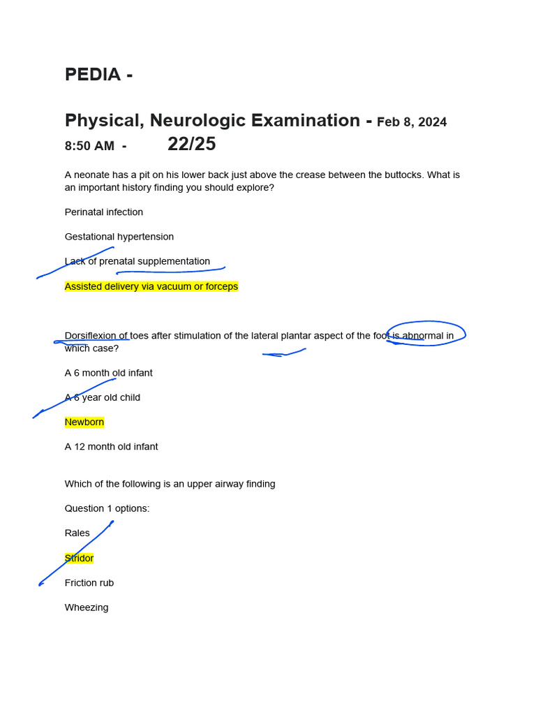Pedia Quizzes | PDF | Thorax | Infants