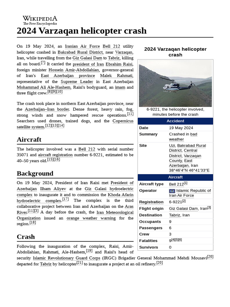 2024_Varzaqan_helicopter_crash | PDF | Ali Khamenei | Iran
