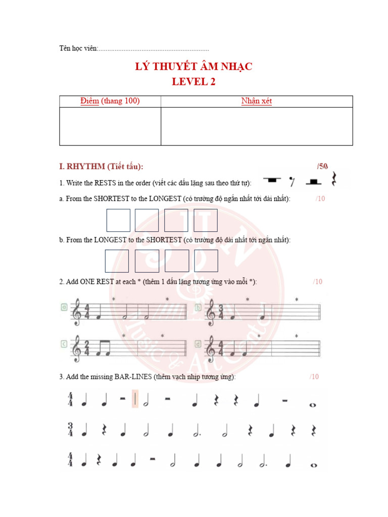 Test Level 2 Kids | PDF