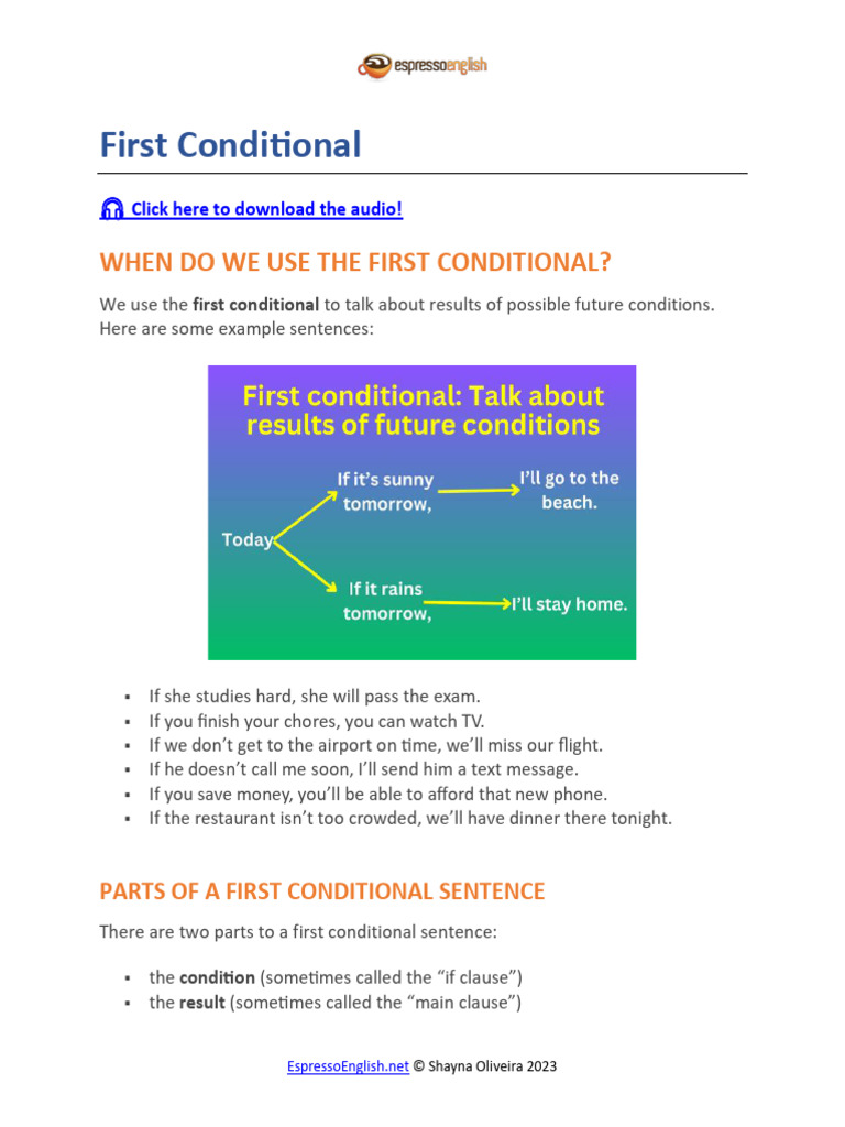 Free PDF First Conditional | PDF | Linguistics | Grammar