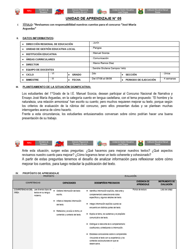 2° Unidad de Aprendizaje 05 | PDF | Evaluación | Aprendizaje