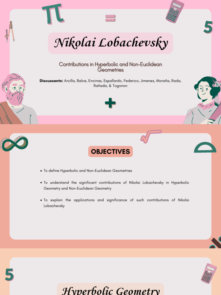 Final PPT Nikolas Contribution To Hyperbolic and Non Euclidean Geometry | PDF | Hyperbolic ...