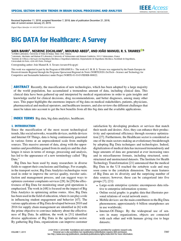 BIG DATA For Healthcare A Survey | PDF | Apache Hadoop | Map Reduce