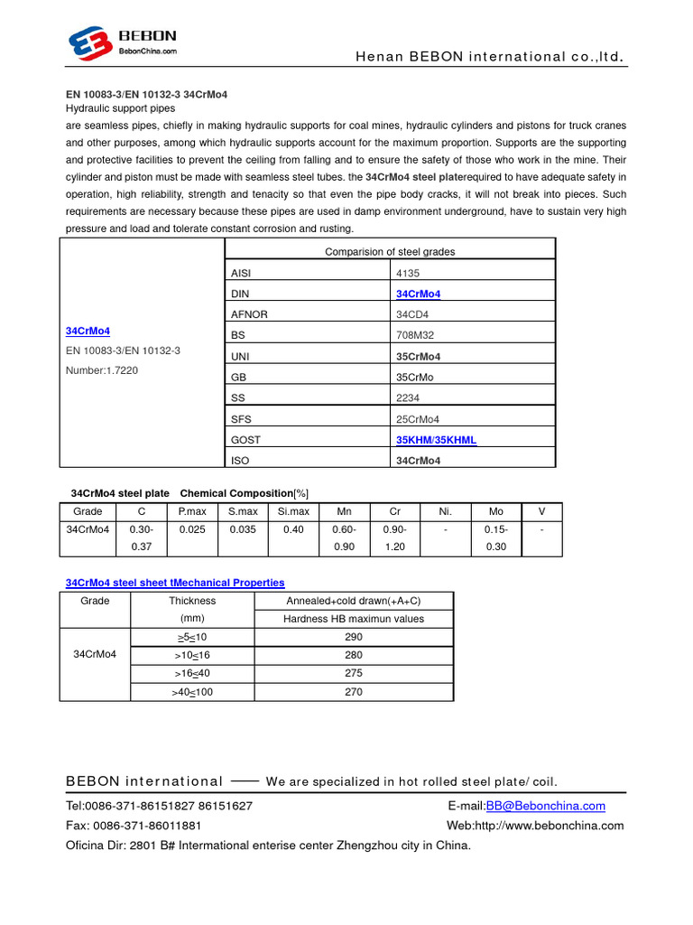 34CrMo4 Steel Plate Specifications | PDF | Pipe (Fluid Conveyance ...