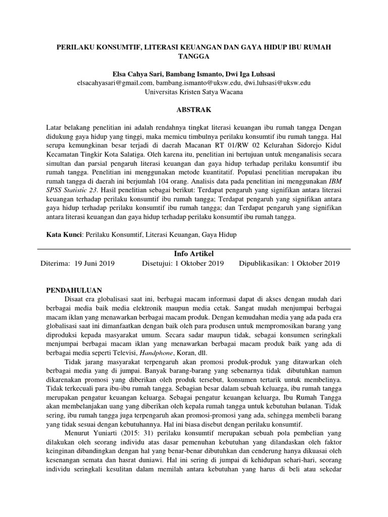 Perilaku Konsumtif, Literasi Keuangan Dan Gaya Hidup | PDF | Kesehatan Holistik