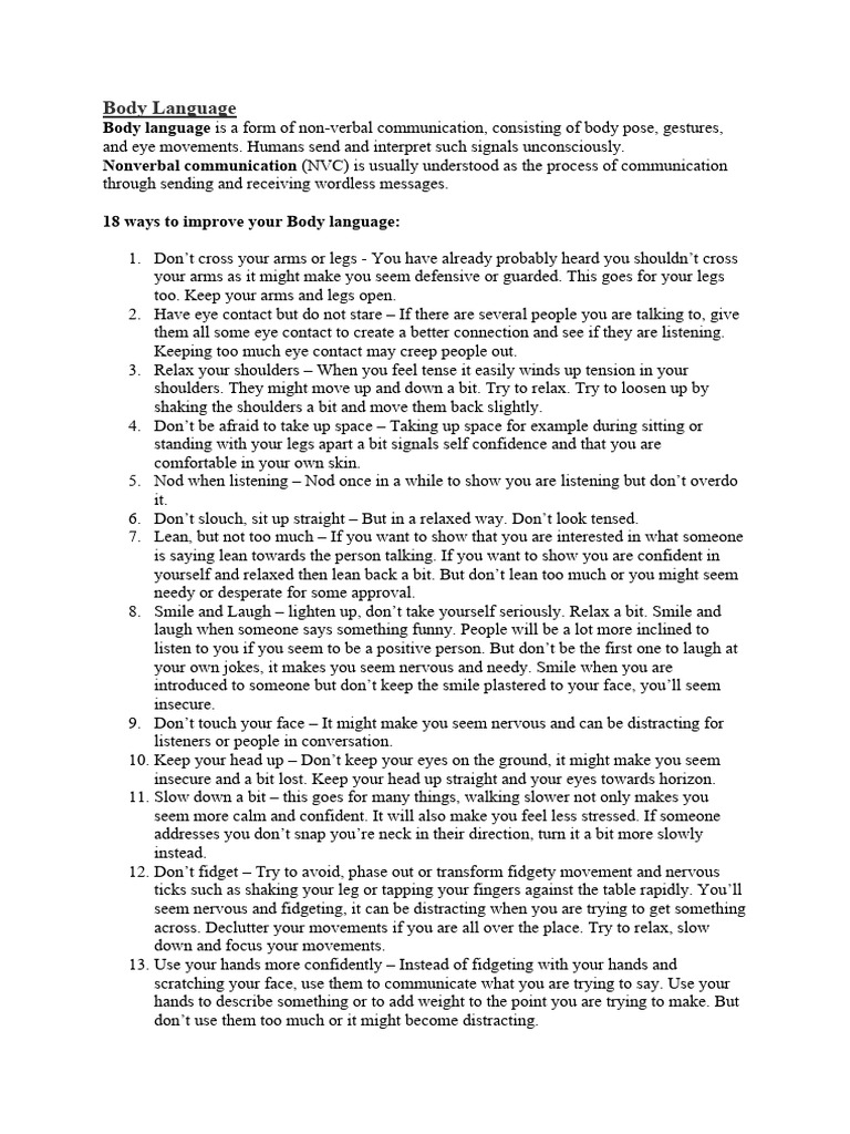 Unit 5 - Hand Shakes, Body Language, Etiquettes & Manners | PDF | Body ...